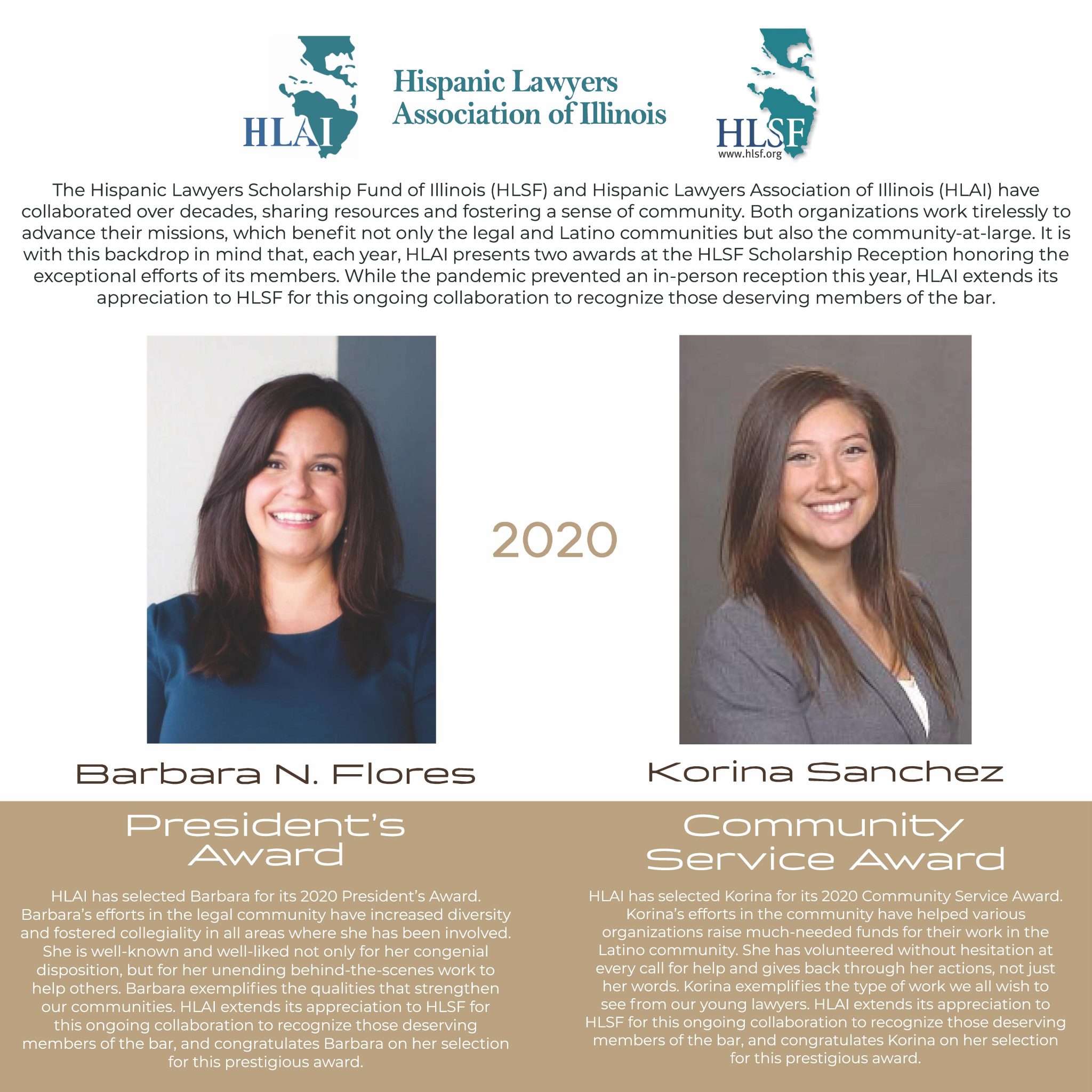 HLAI 2020 President's Award and Community Service Award presented - HLAI